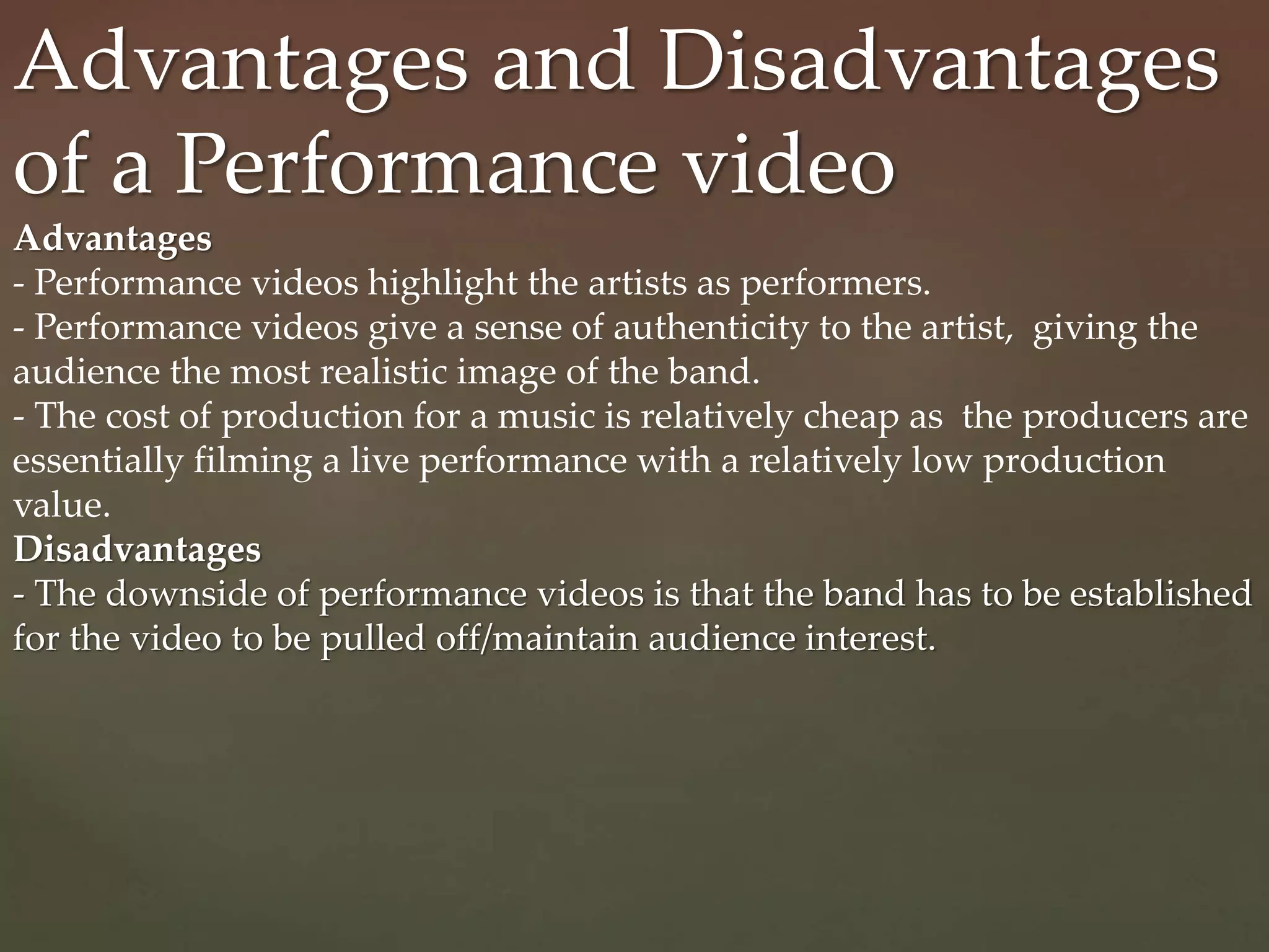 Performance Music Videos | PPTX