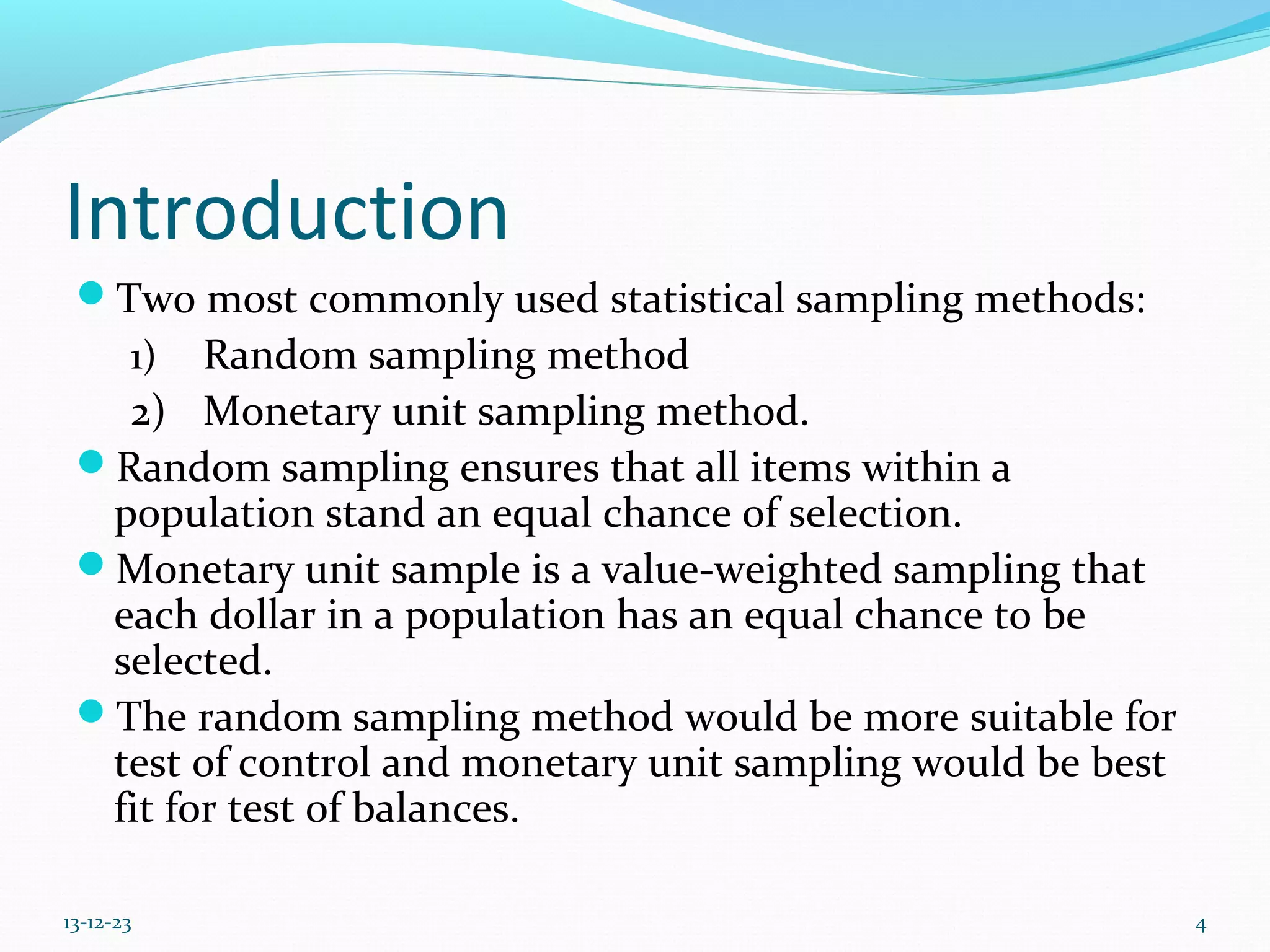 Perform audit testing in excel: Monetary Unit Sampling Method | PPT