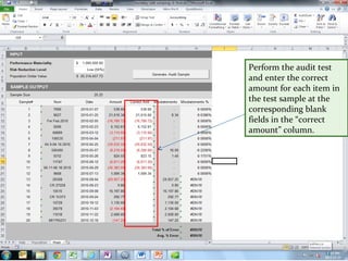 Perform audit testing in excel: Monetary Unit Sampling Method | PPT