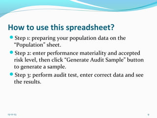 Perform audit testing in excel: Monetary Unit Sampling Method | PPT
