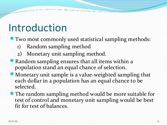 Perform audit testing in excel: Monetary Unit Sampling Method Perform audit testing in excel: Monetary Unit Sampling Method