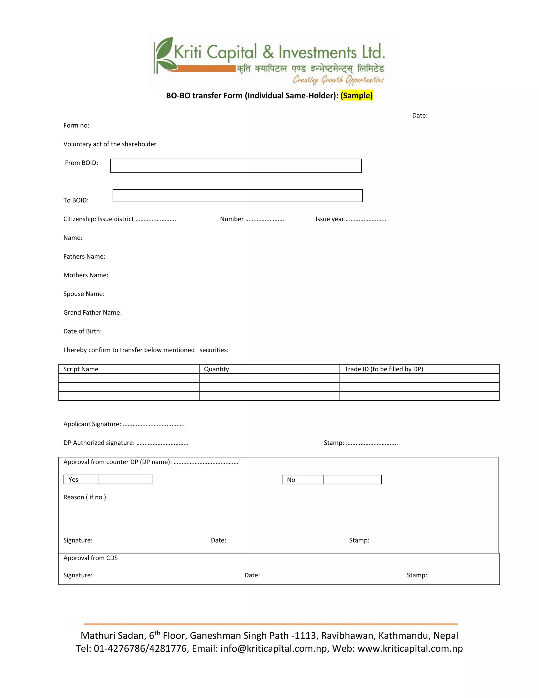Step by Step Guide to BO to BO Transfer in Nepal | PDF