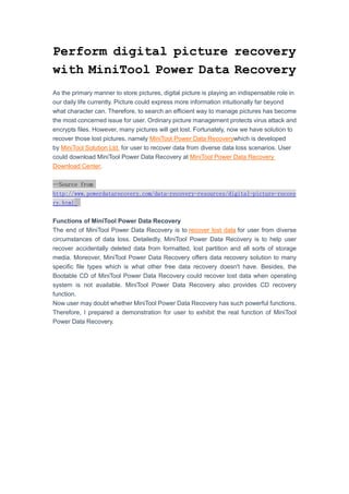 Perform digital picture recovery with mini tool power data recovery | PDF