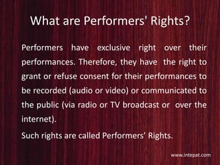 Performers Rights in India | PPTX