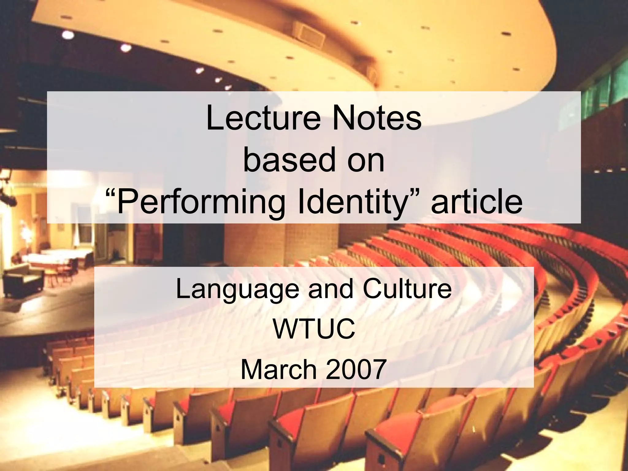 Performing Identity | PPT