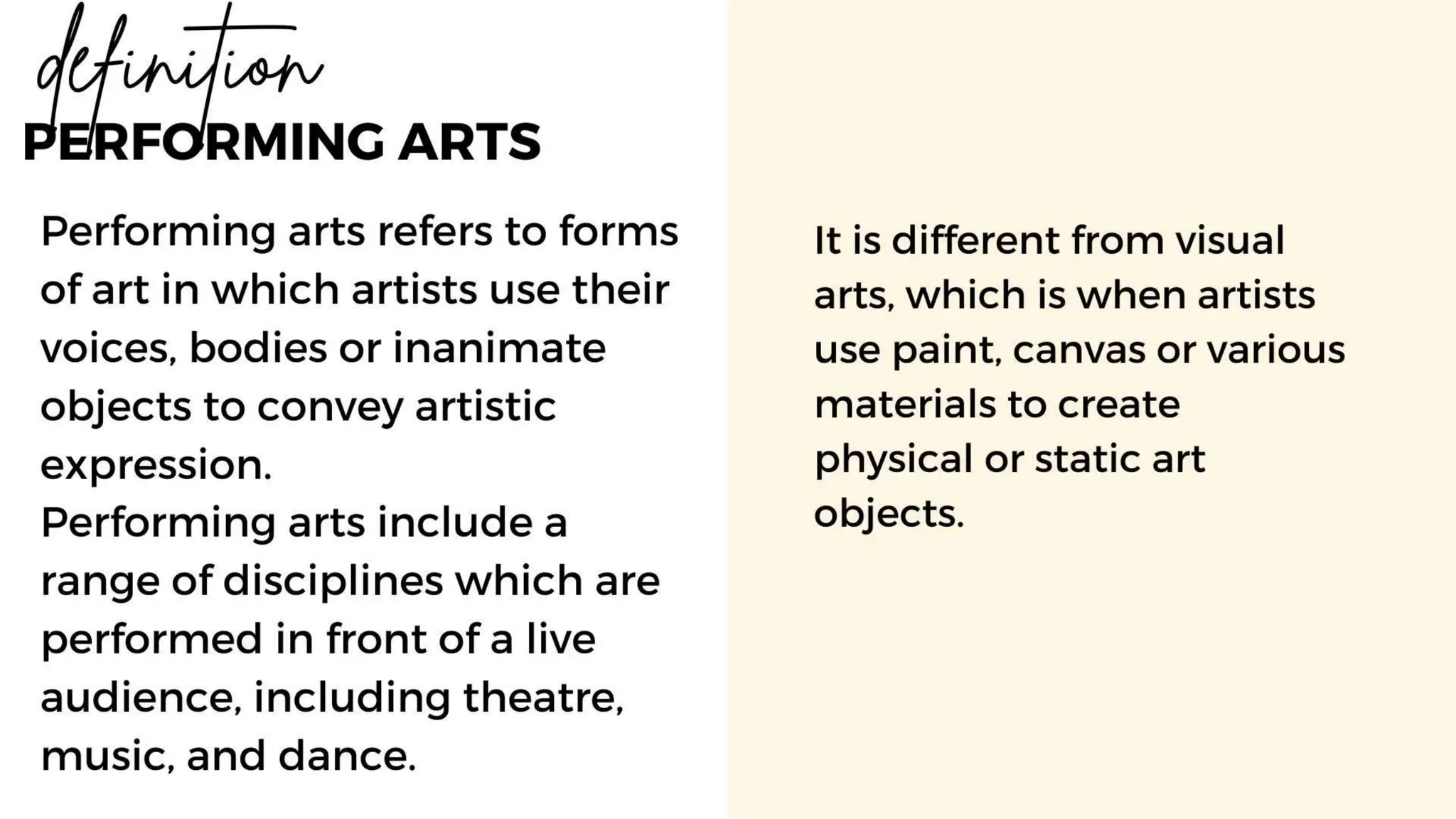 Performing Arts Definition, Types and Examples | PPTX
