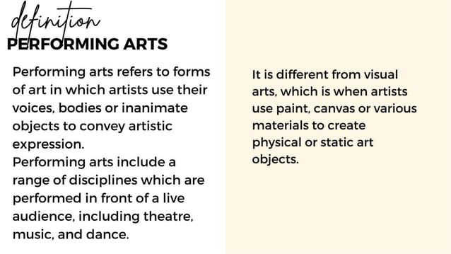 Performing Arts Definition, Types and Examples | PPTX