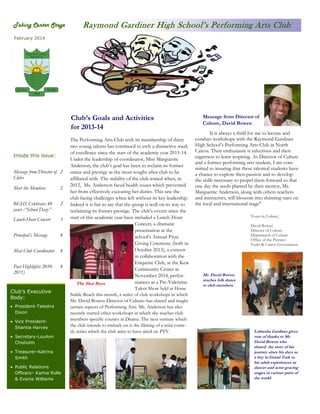 Performing Arts Club newsletter (2013-14)- Raymond Gardiner High School ...