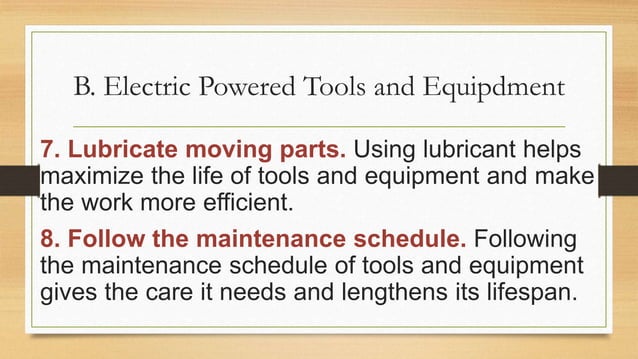 Performing Basic Preventive Maintenance.pptx | Woodworking | Arts and Crafts