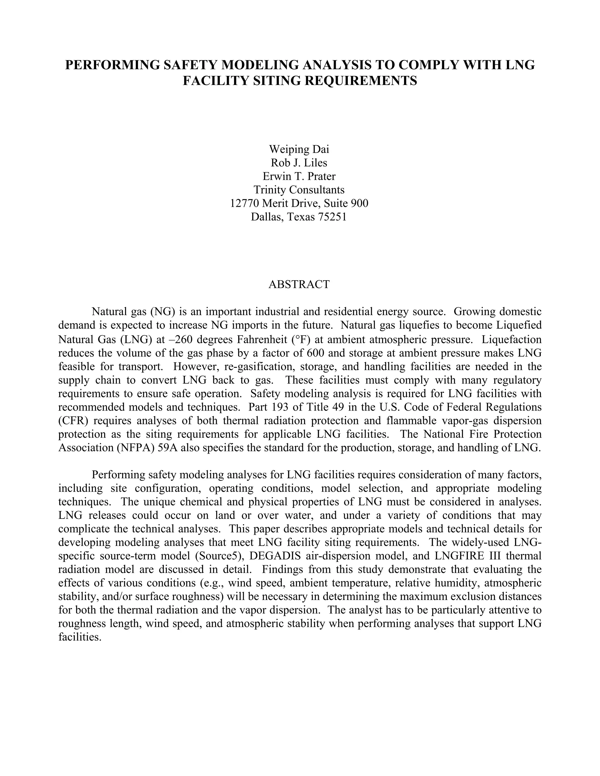 Performing Safety Modeling Analysis To Comply With LNG Facility Siting ...