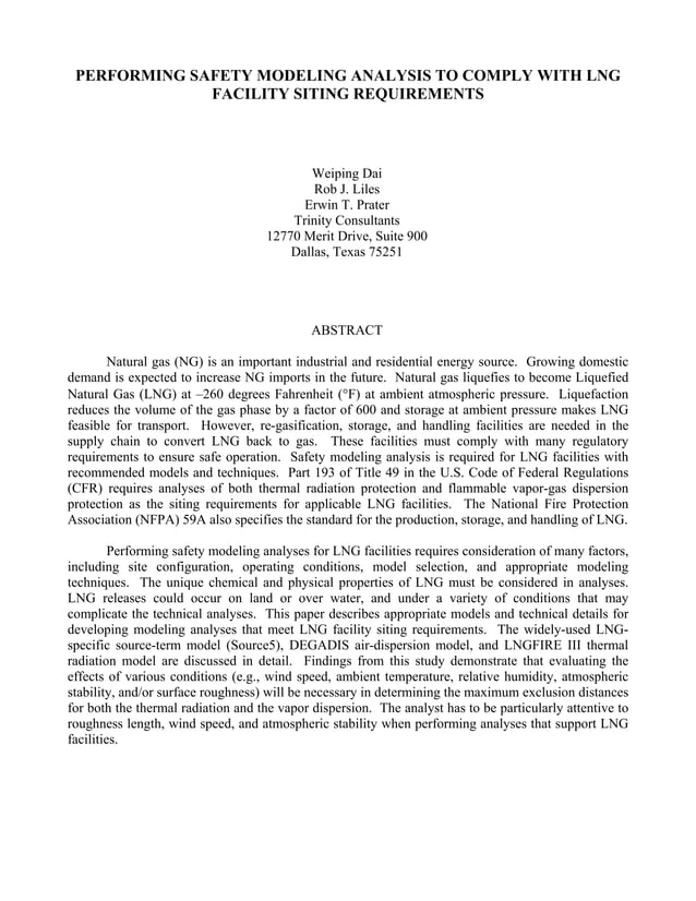 Performing Safety Modeling Analysis To Comply With LNG Facility Siting ...