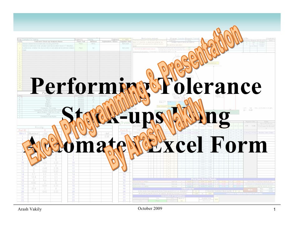 Performing Tolerance Stack Ups Using Automated Excel Calculator By Ar…