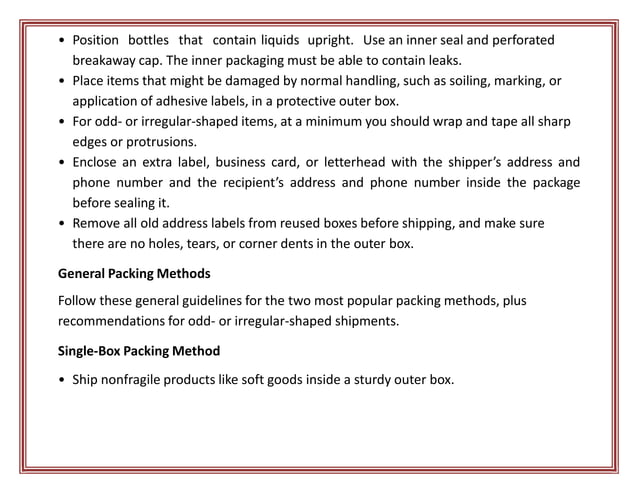 Perform packing | PPT