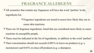 Preparation and evaluation of perfumes and ingredients listed as ...