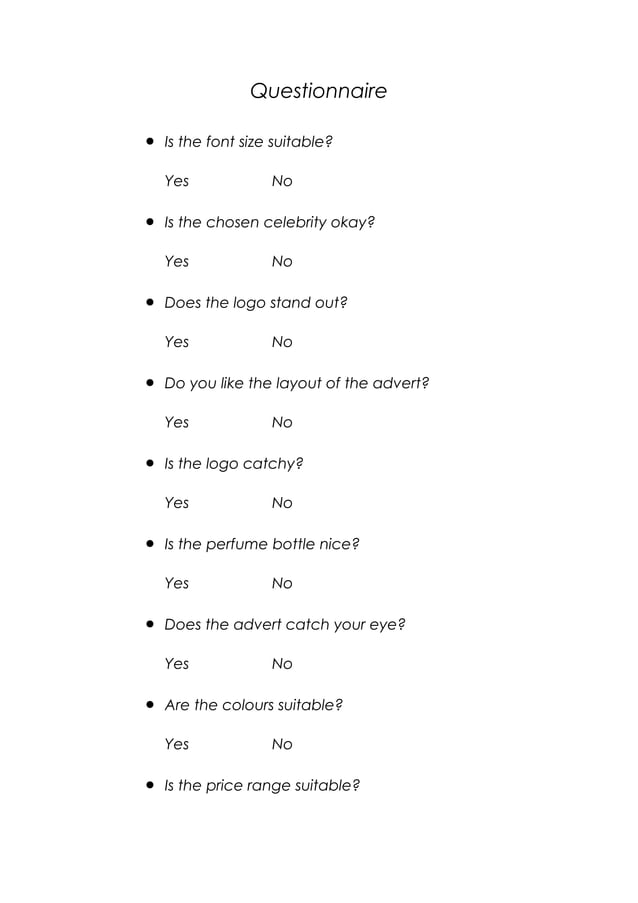 Perfume questionnaire | DOC