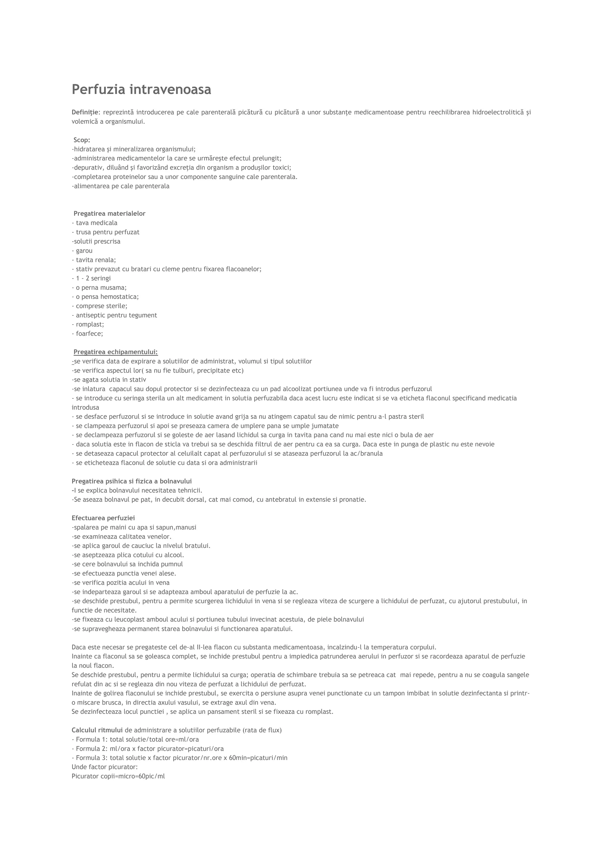 Perfuzia intravenoasa | DOCX