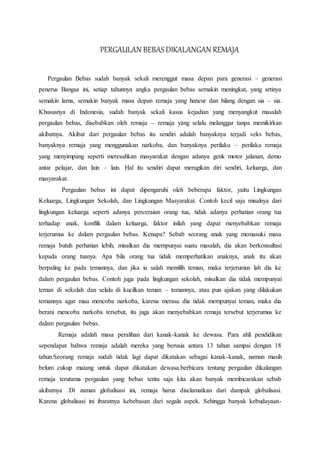 Pergaulan bebas dikalangan remaja | PDF