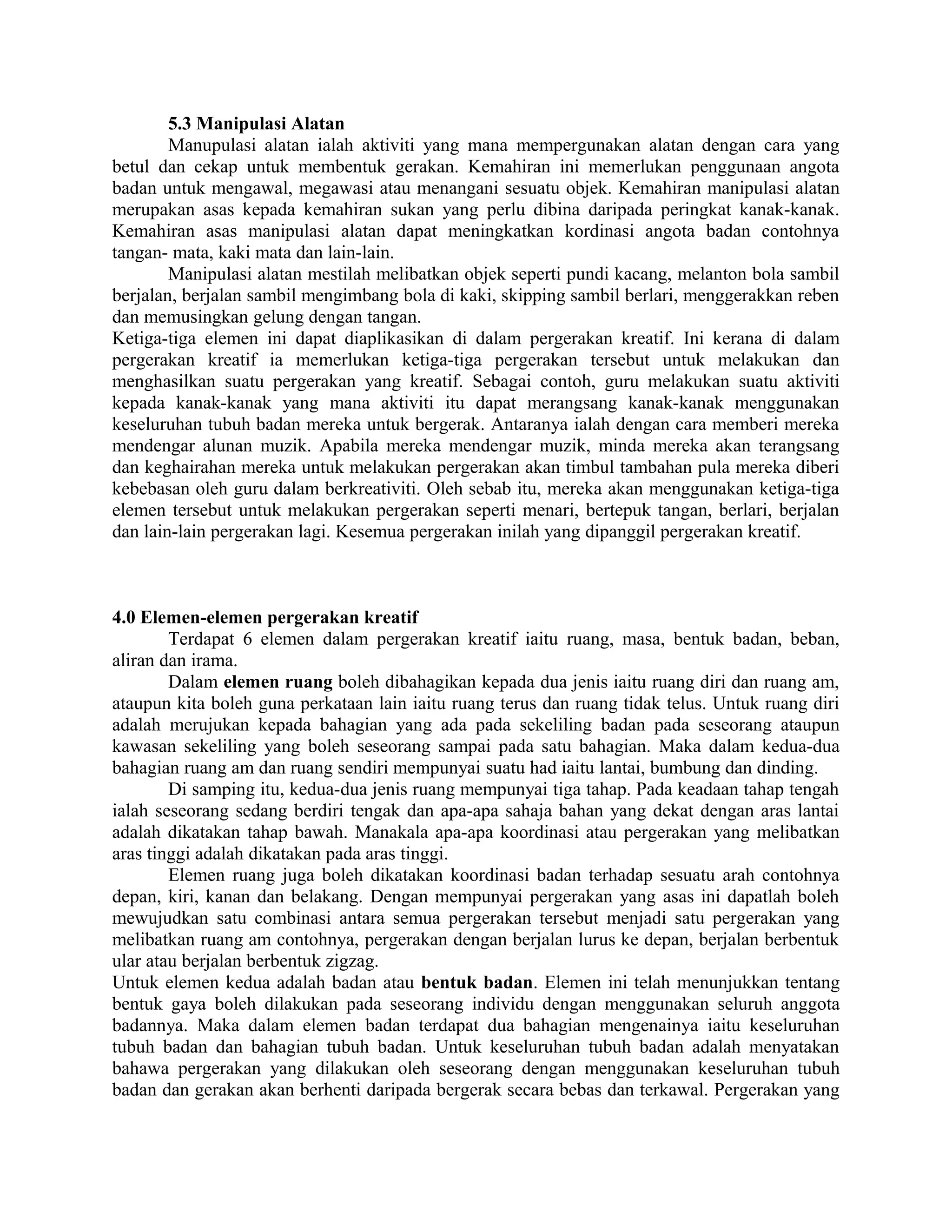 Pergerakan kreatif untuk pelajar ipgkkb | DOC