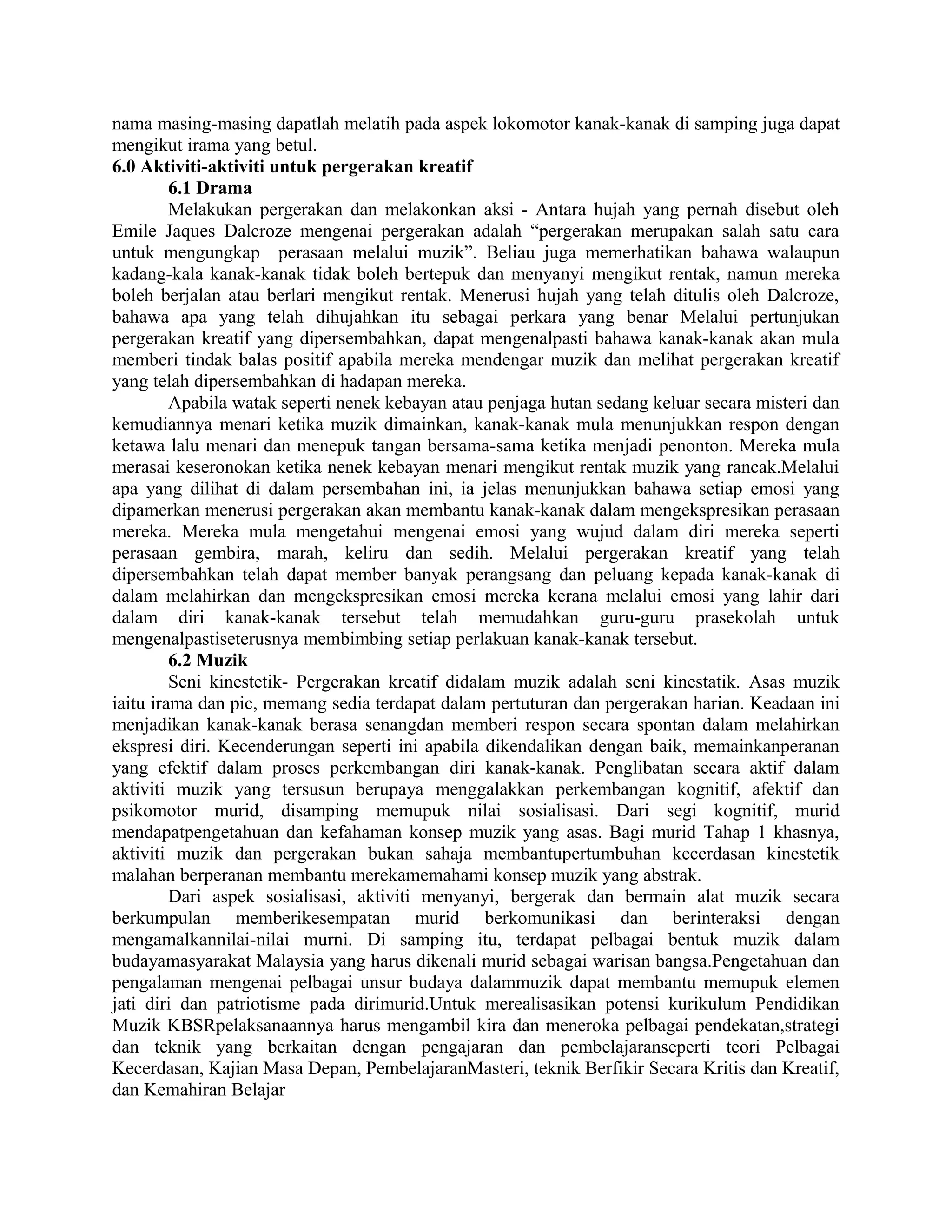 Pergerakan kreatif untuk pelajar ipgkkb | DOC