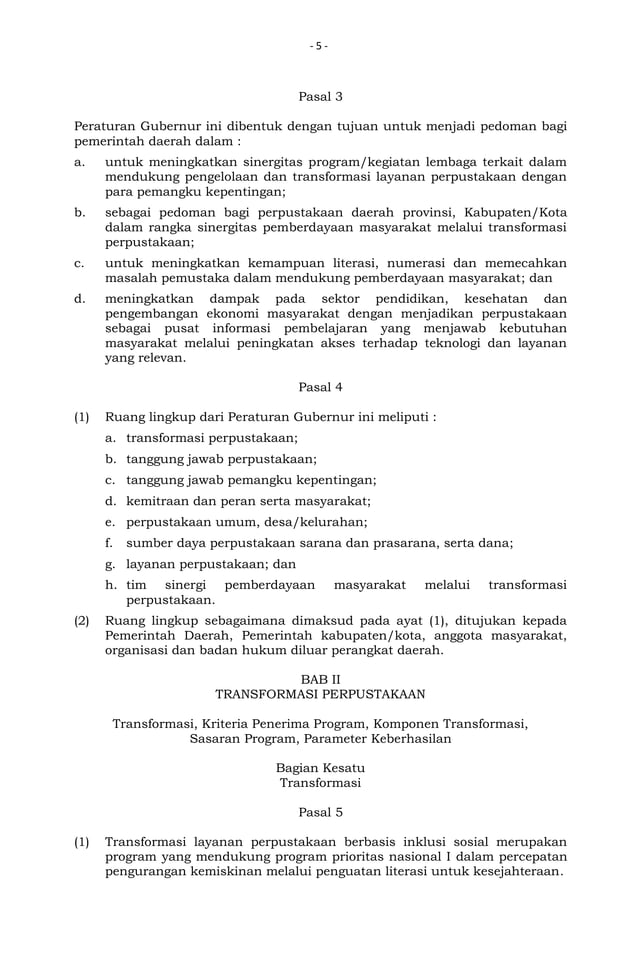 Peraturan Gubernur Kalimantan Barat Nomor 40 Tahun 2019 tentang Transformasi Perpustakaan ...