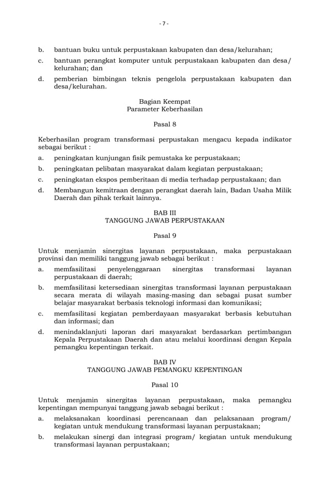 Peraturan Gubernur Kalimantan Barat Nomor 40 Tahun 2019 tentang Transformasi Perpustakaan ...
