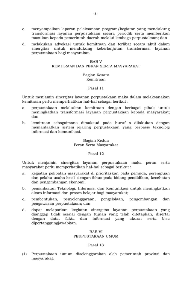 Peraturan Gubernur Kalimantan Barat Nomor 40 Tahun 2019 tentang Transformasi Perpustakaan ...