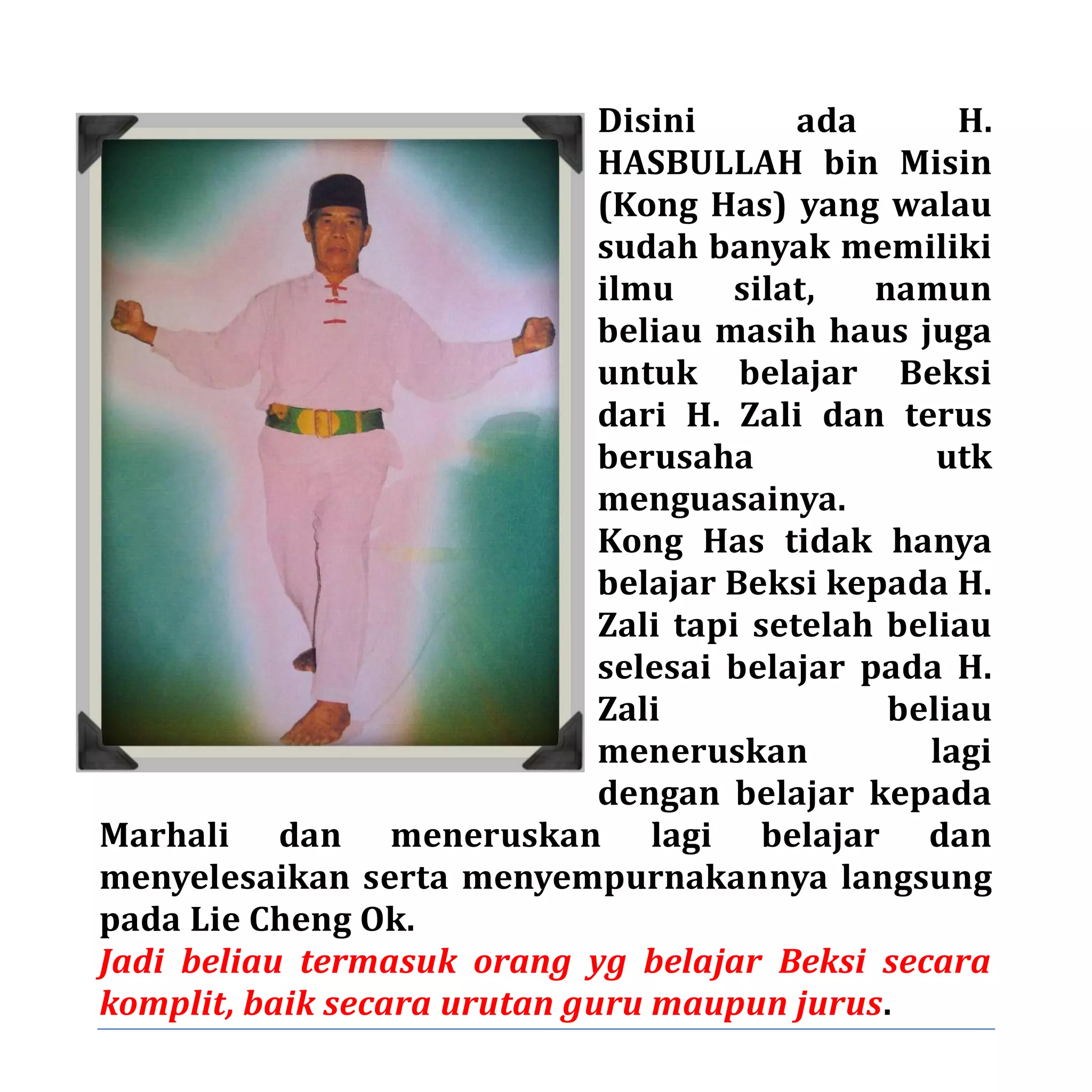 Perguruan Pencak Silat Beksi Tradisional H Hasbullah | PDF