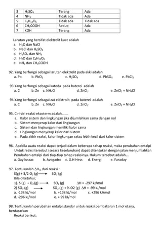 Soal Kimia 3 SMK 2011 | DOCX