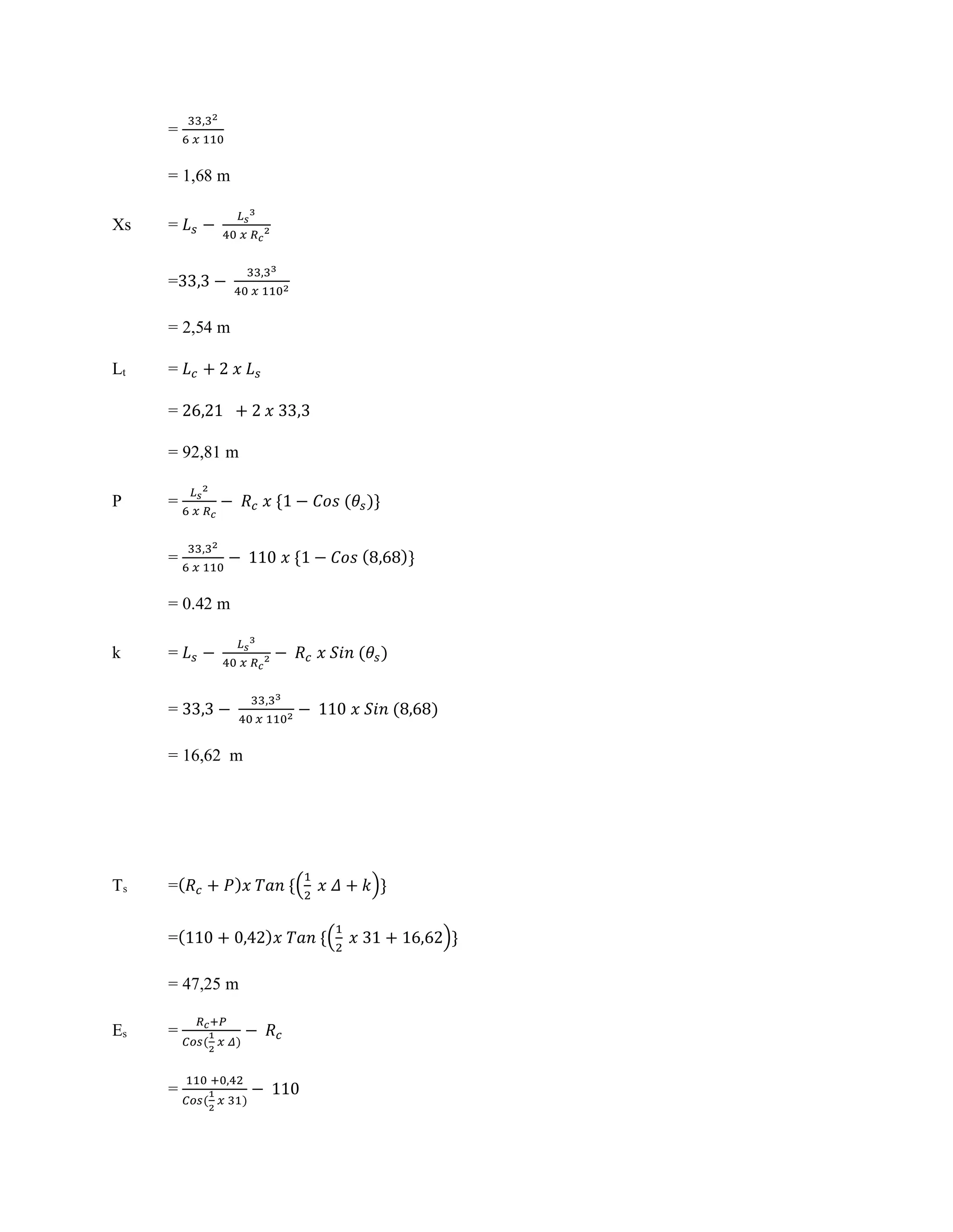 Perhitungan alinyemen horizontal ls = 33,3 | PDF
