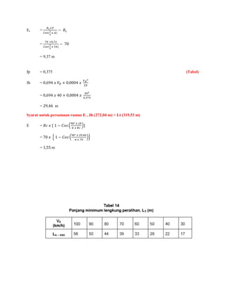 Perhitungan alinyemen horizontal ls = 33,3 | PDF