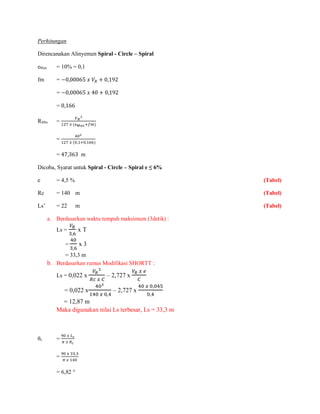 Perhitungan alinyemen horizontal ls = 33,3 | PDF