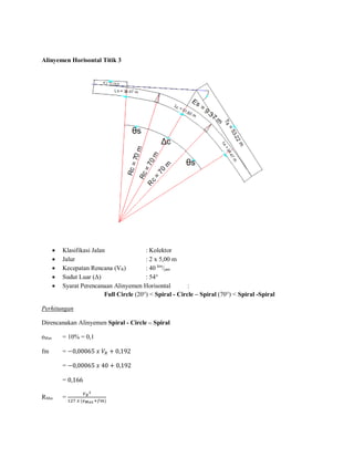 Perhitungan alinyemen horizontal ls = 33,3 | PDF