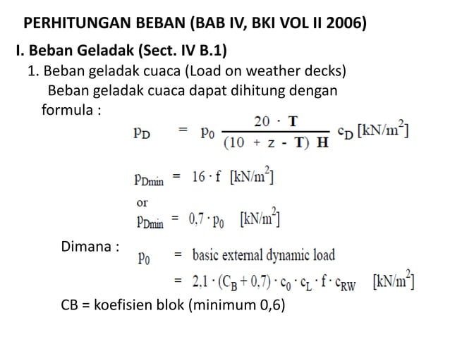 Perhitungan Beban Kapal | PPT | Free Download