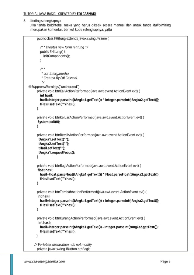Program Hitung di java dan netbeans | PDF