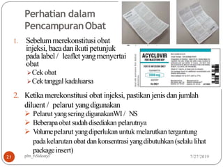 perhitungan FARMASI DAN PENCAMPURAN SEDIAAN INTRAVENA PADA CRITICALLY ...