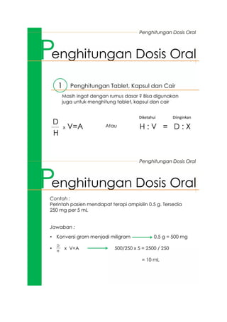 PEMBERIAN OBAT ORAL dan Perhitungan Dosis Obat | PDF