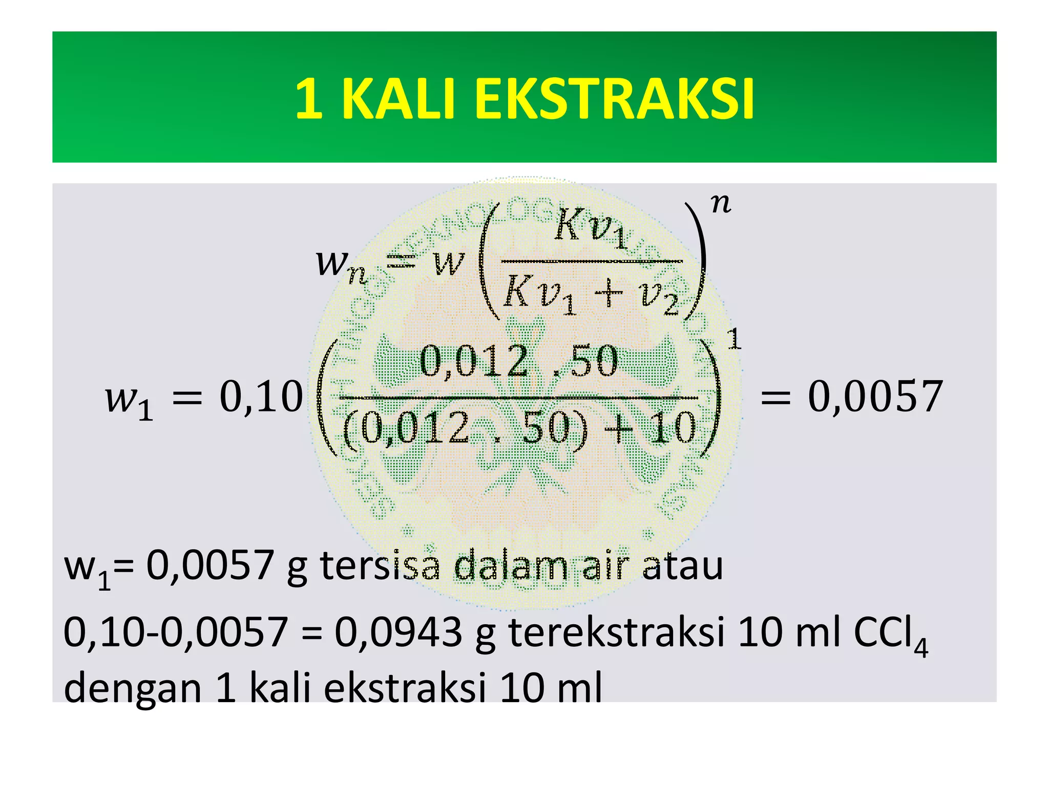 PERHITUNGAN EKSTRAKSI DAN KOEFISIEN DISTRIBUSI | PDF