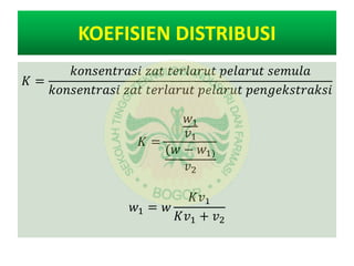 PERHITUNGAN EKSTRAKSI DAN KOEFISIEN DISTRIBUSI | PDF