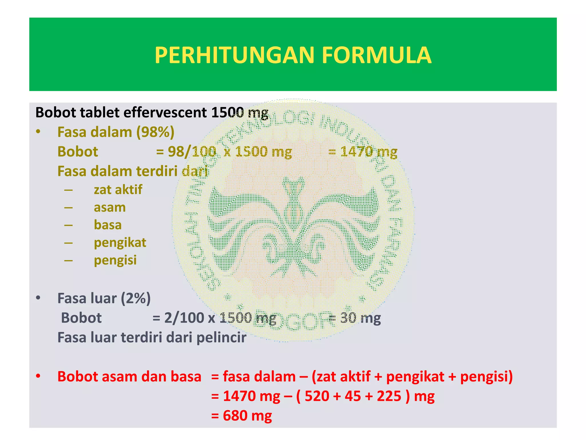 PERHITUNGAN FORMULASI EFFERVECENT | PDF