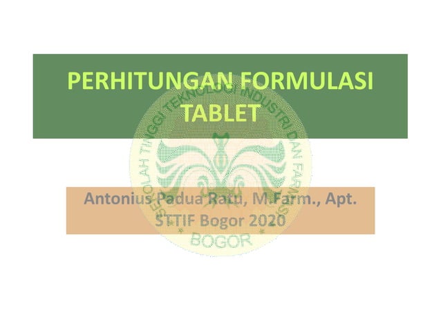 PERHITUNGAN FORMULASI TABLET | PDF