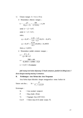 Perhitungan instalasi listrik ruang teori | DOCX