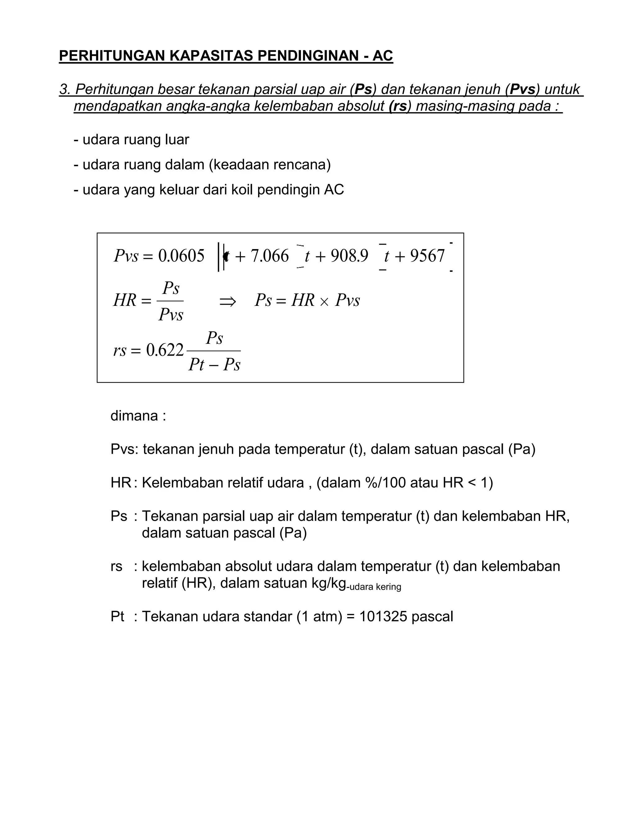 Perhitungan kapasitas ac | DOCX