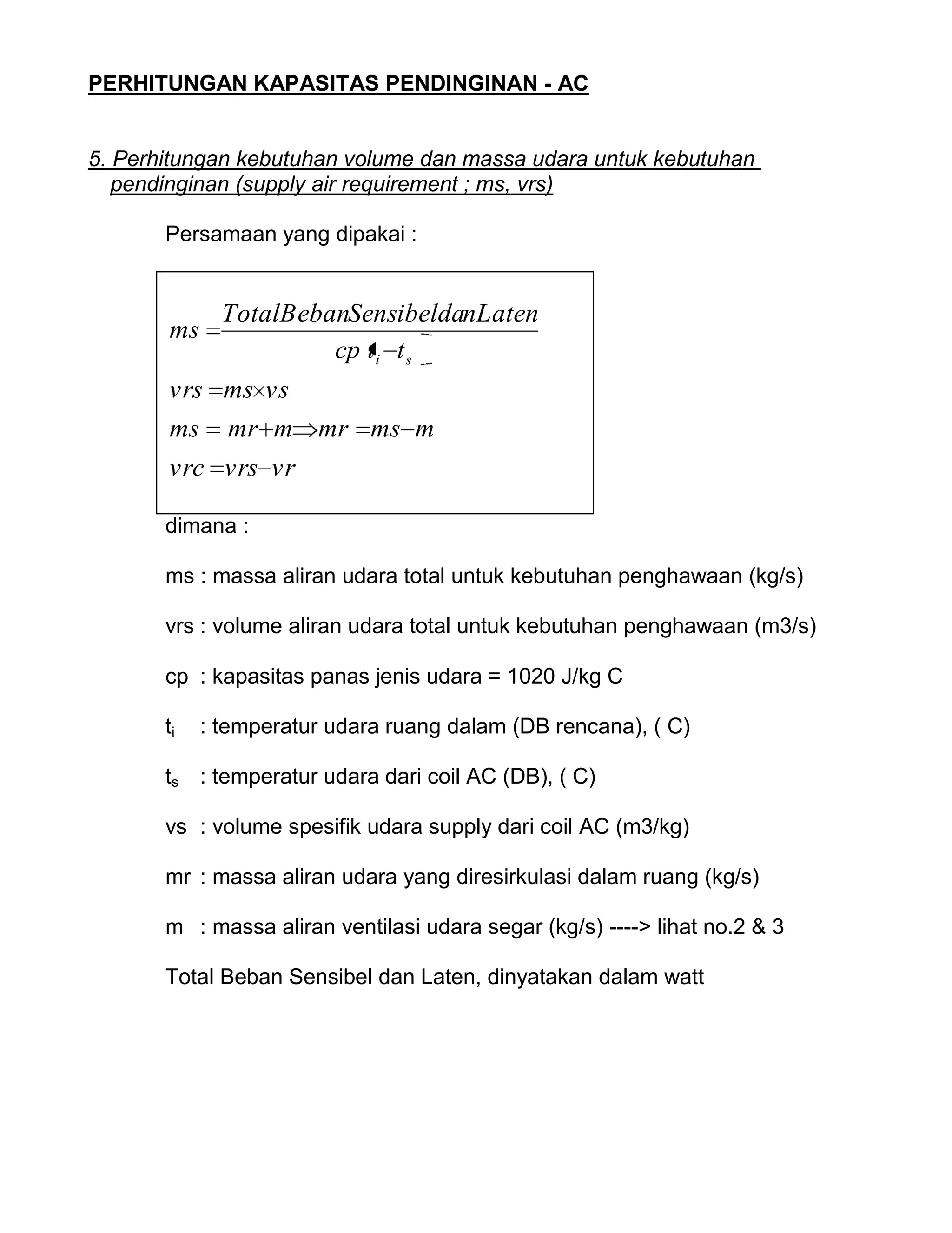 Perhitungan kapasitas ac | DOCX