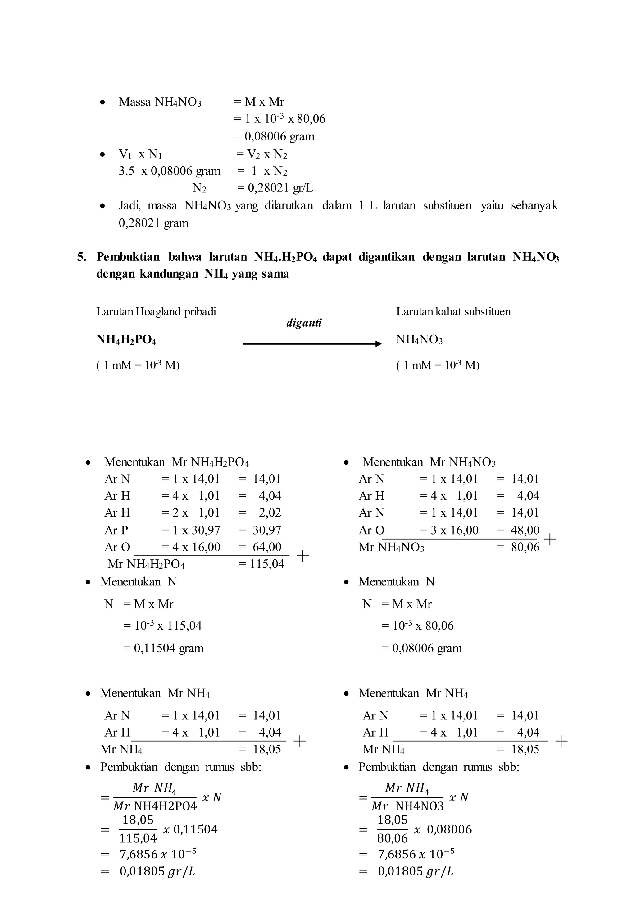 Perhitungan larutan hara hoagland devit | DOCX