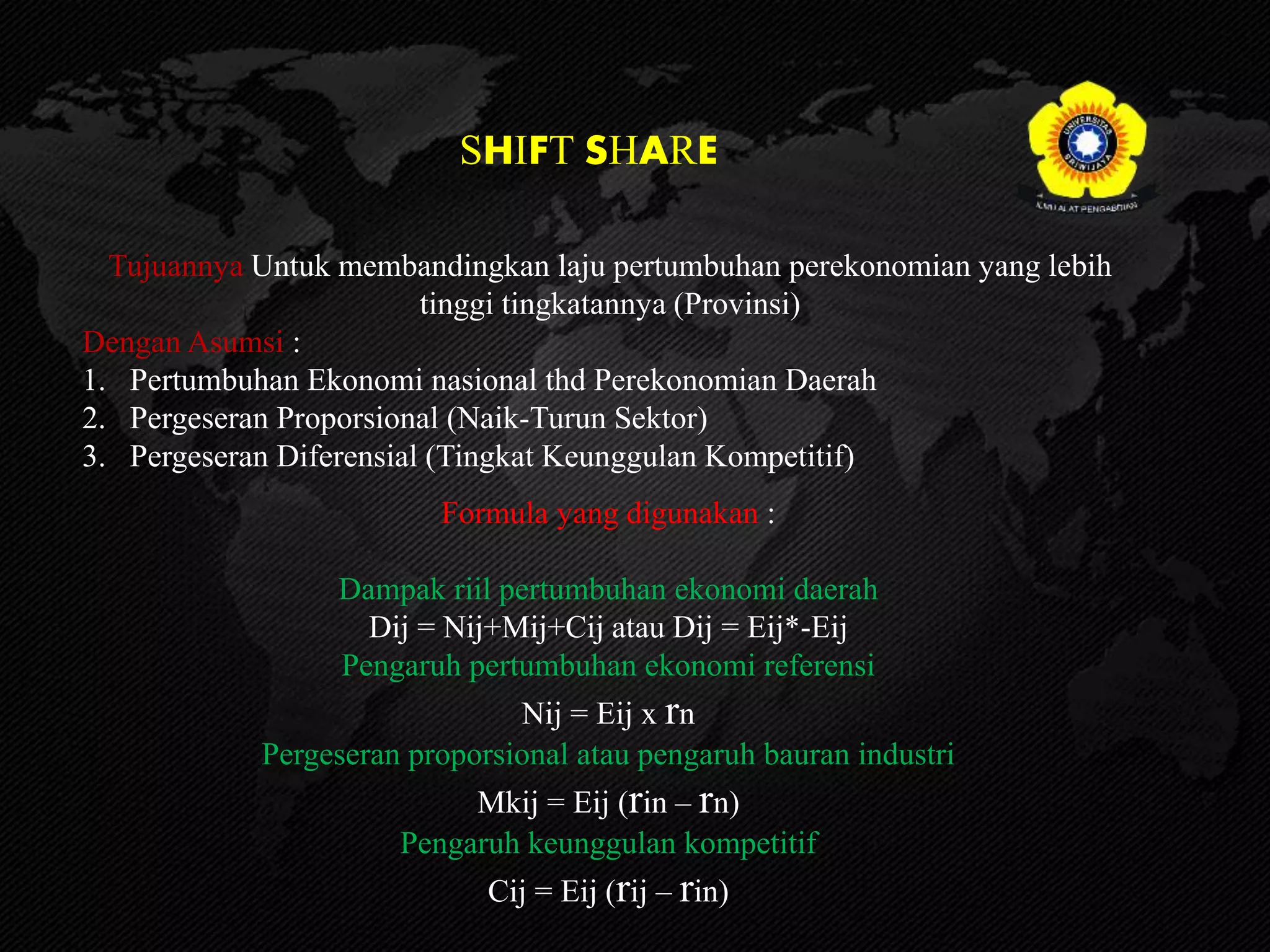Perhitungan Location Quentient, Shift Share, dan Typologi Klasen | PPTX