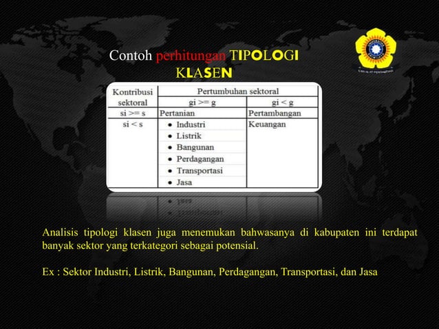 Perhitungan Location Quentient, Shift Share, dan Typologi Klasen | PPTX