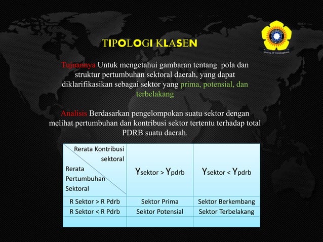 Perhitungan Location Quentient, Shift Share, dan Typologi Klasen | PPTX