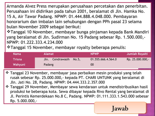 Perhitungan, pemotongan, dan pelaporan pph pasal 23 | PPT
