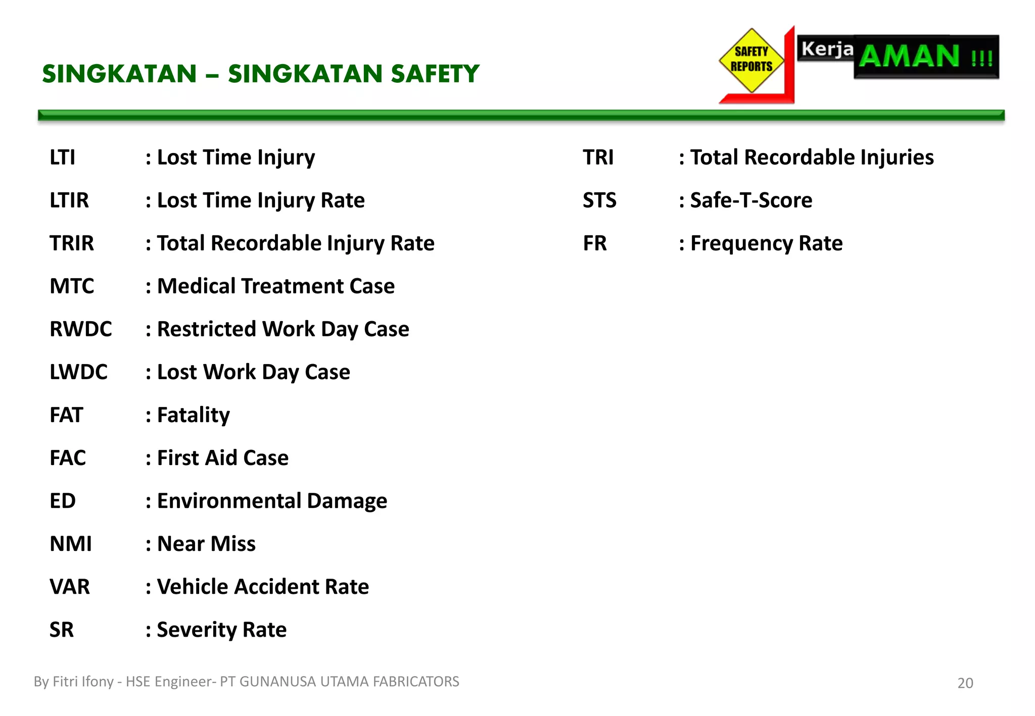 Perhitungan & penilaian hse statistik bagian 1 rev.00