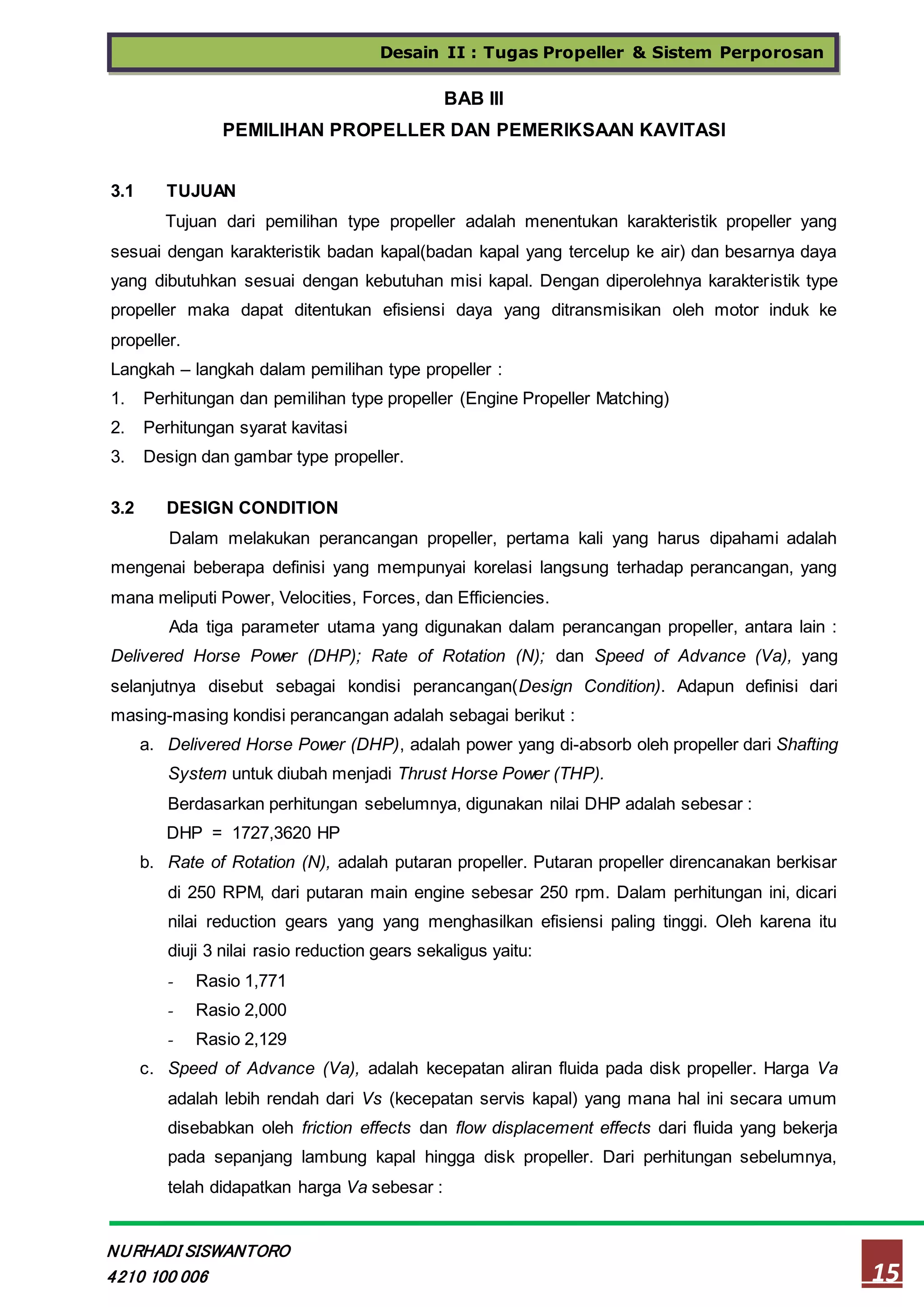 Perhitungan propulsi kapal | DOCX